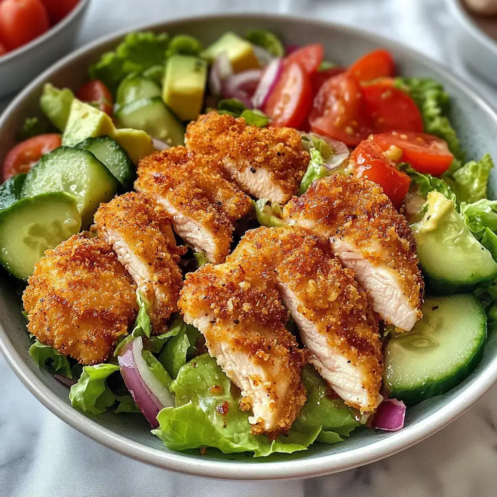 Air Fried Chicken Tender Salad with Honey Mustard – Recipe Whisper